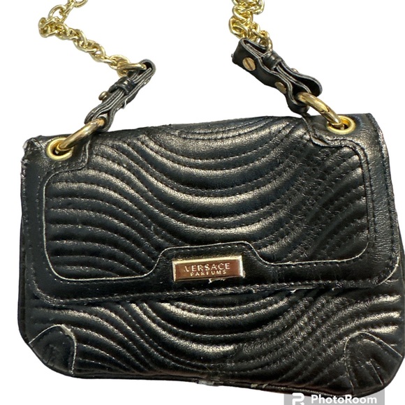 Versus By Versace | Bags | Versace Black Leather Mini Purse With Gold ...